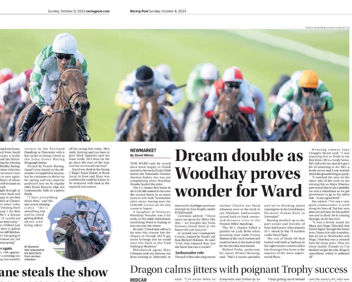 Dream double as Woodhay proves wonder for Ward - Tom Ward Racing